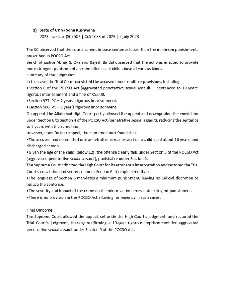 Case Laws On Sexual Assault and Sexual Offences | PDF | Sexual Assault ...