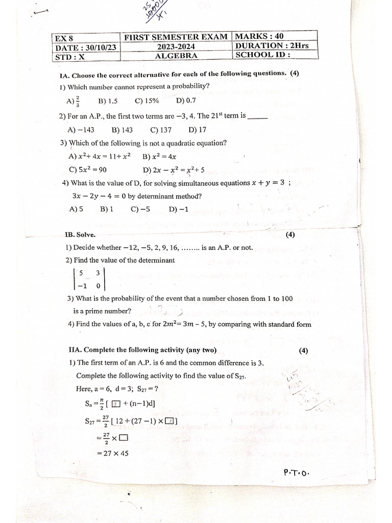 Algebra Paper | PDF