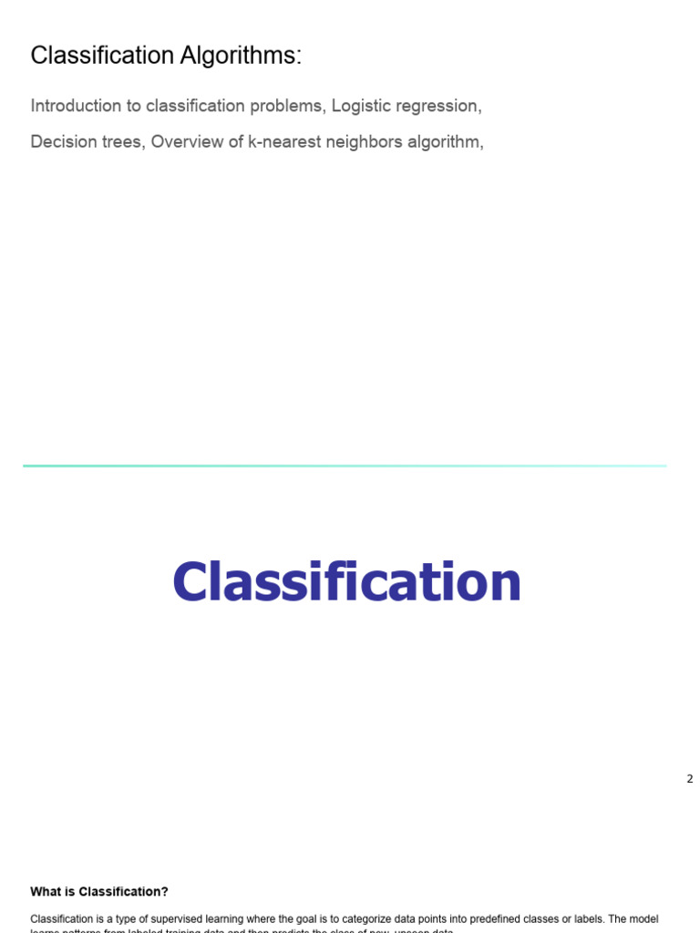 Classification Algorithms | PDF | Statistical Classification | Logistic ...