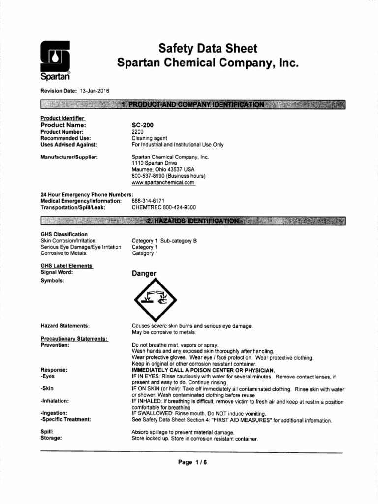 SC-200 Degreaser SDS | PDF