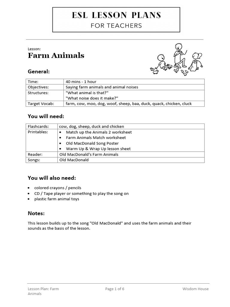 L1 CP3 Farm Animals Lesson Plan | PDF | Old Mac Donald Had A Farm