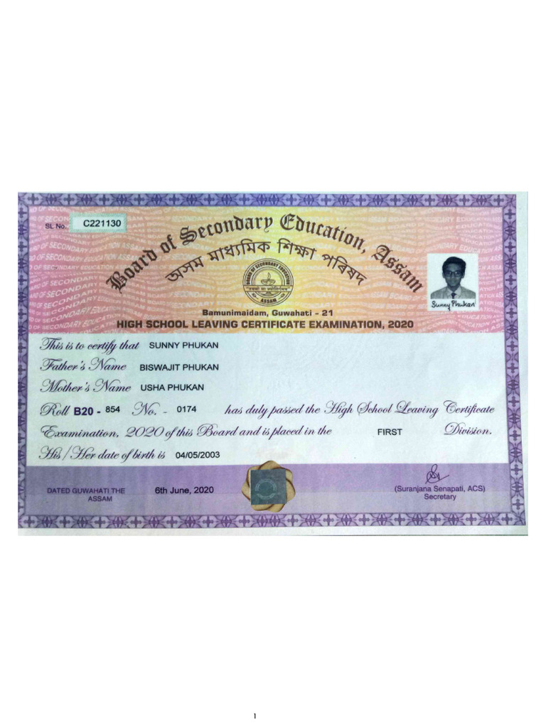 HSLC & Marksheet | PDF