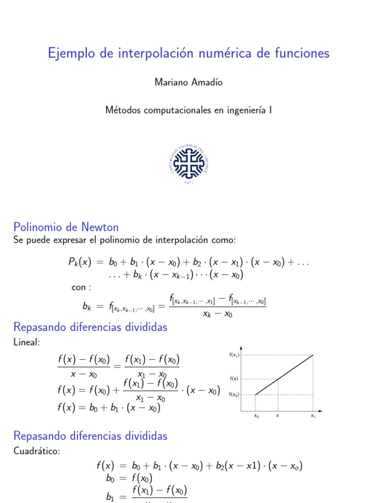 Interpolación Numérica de Funciones | PDF | Matemáticas Aplicadas ...