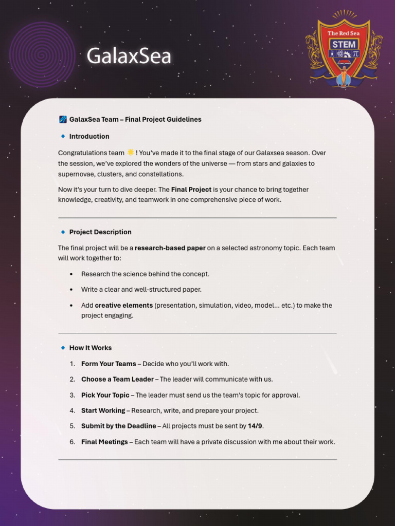 ? GalaxSea Team (Final Project) | PDF | Stars | Science