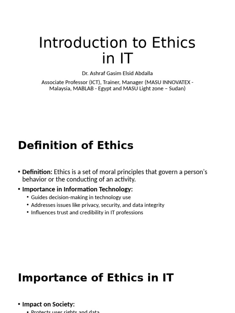 Introduction To Ethics in IT | PDF | Regulatory Compliance | Privacy