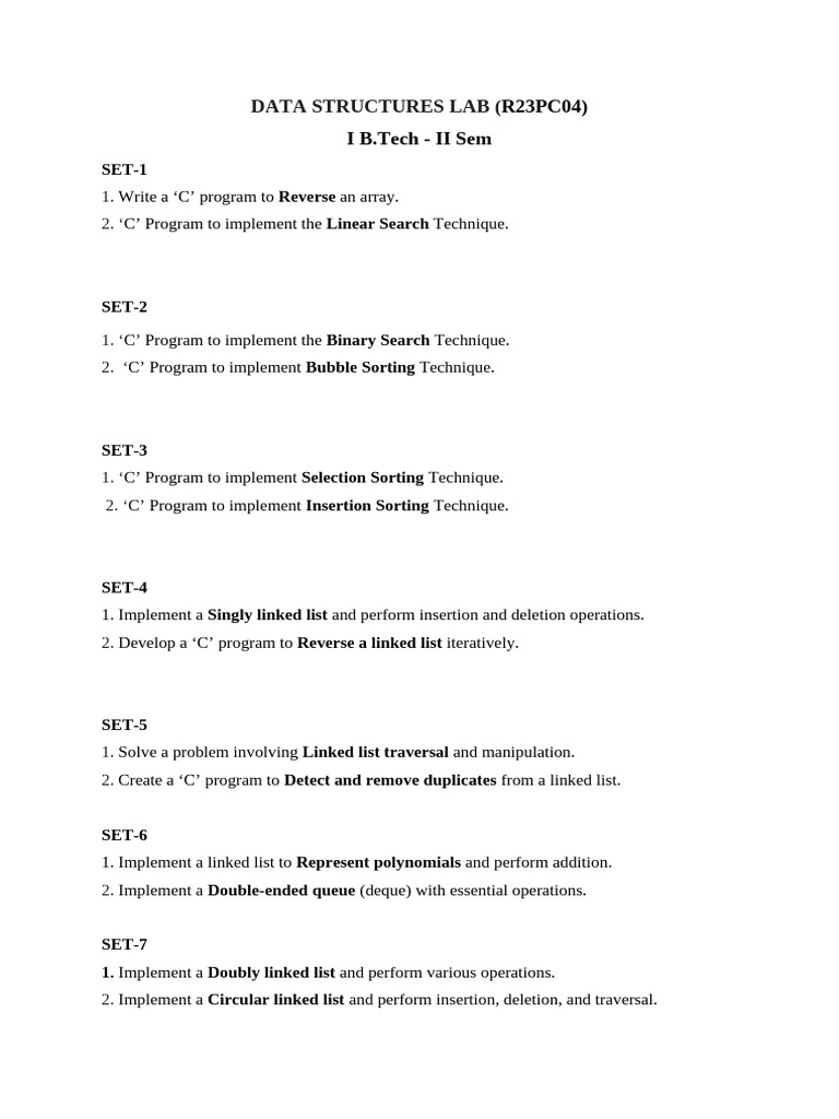 Data Structures Lab (Sets) - r23 | PDF