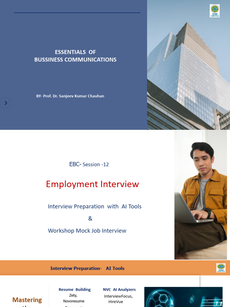 Session 12 - EBC - Mock Interview | PDF | Nonverbal Communication | Job ...