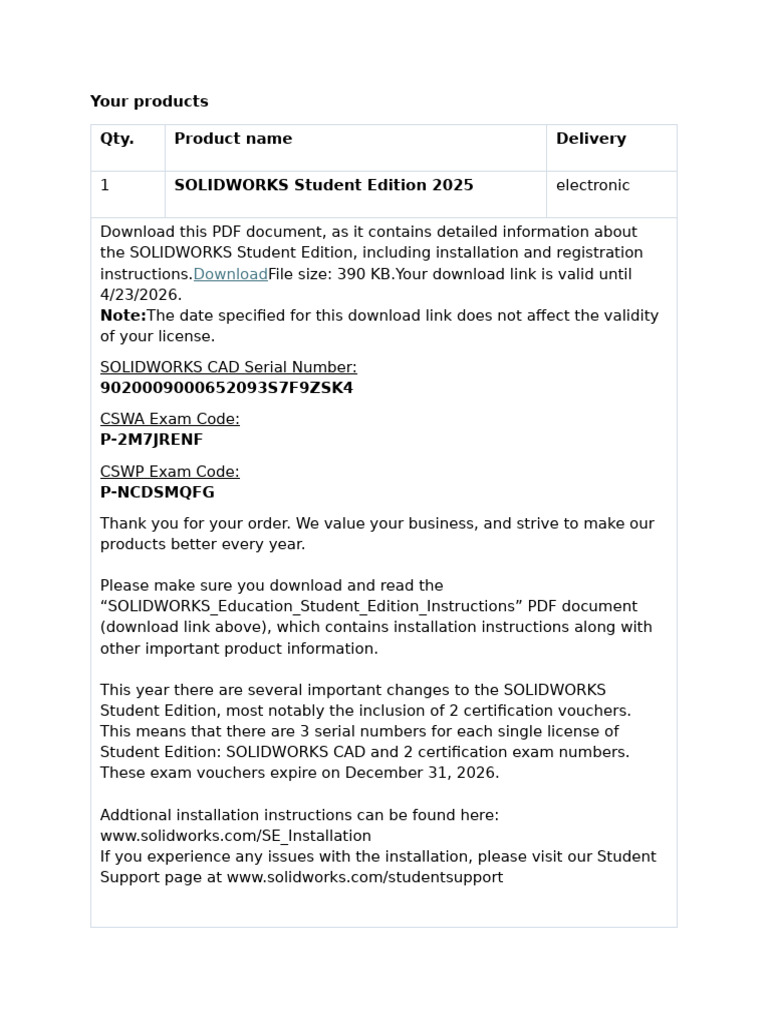 SOLIDWORKS Student Edition 2025 Guide | PDF