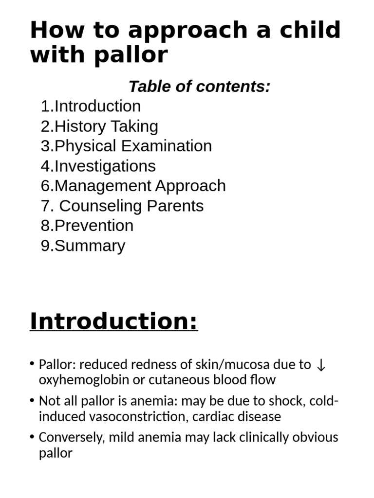 How To Approach-Patient With Pallor Peads View | PDF | Anemia | Sepsis