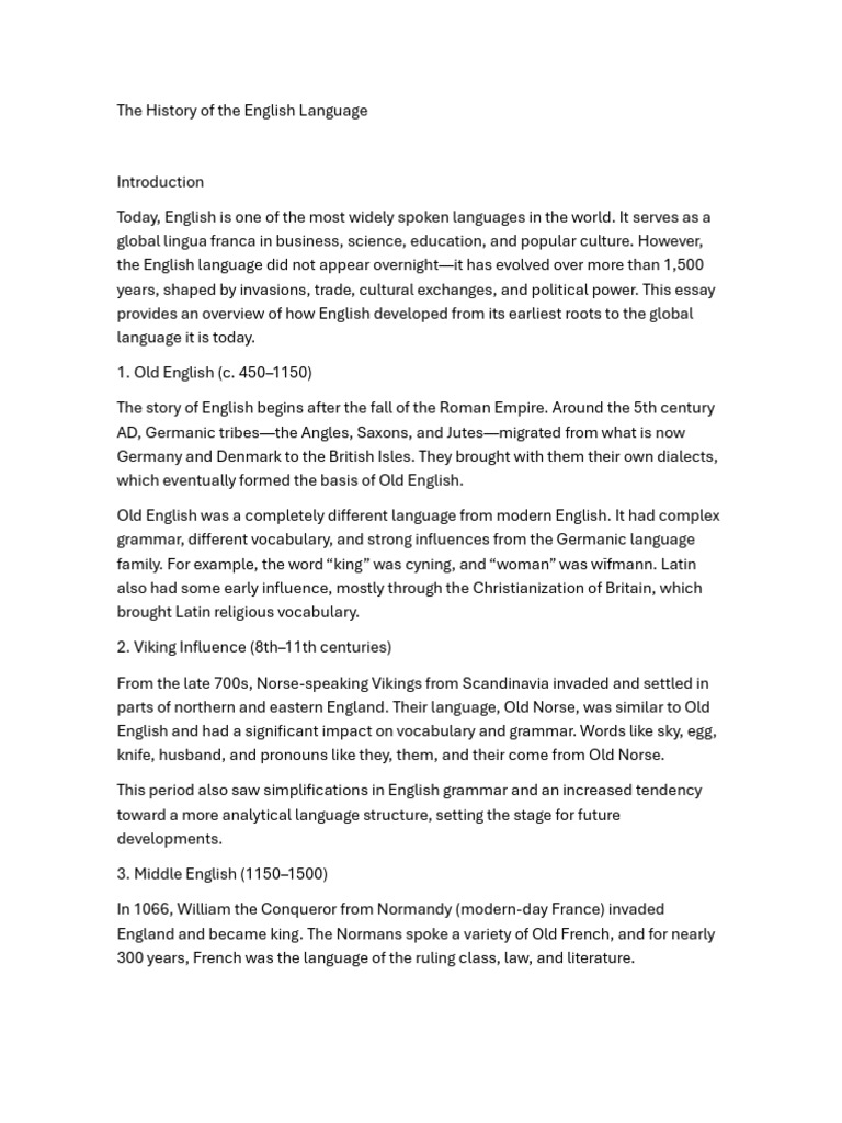 Evolution of the English Language | PDF | English Language | Languages ...