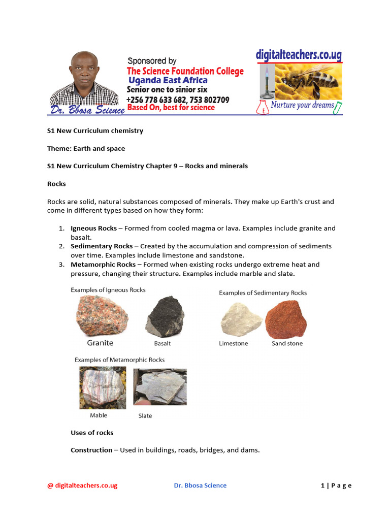S1 New Curriculum Chemistry Chapter 9 - Rocks and Minerals | PDF | Rock ...