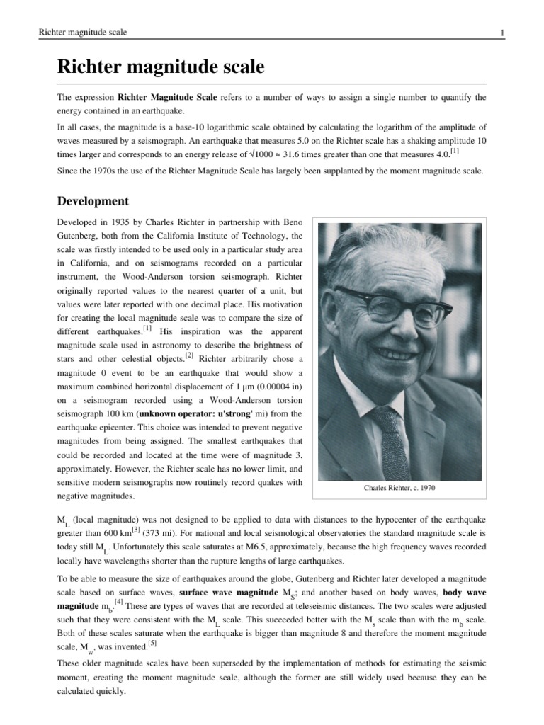 Richter Magnitude Scale | PDF | Geophysics | Solid Mechanics