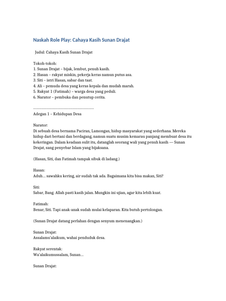 Naskah Role Play Sunan Drajat | PDF