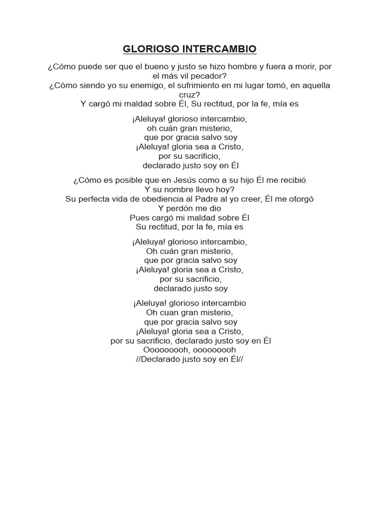 Letra de Glorioso Intercambio | PDF
