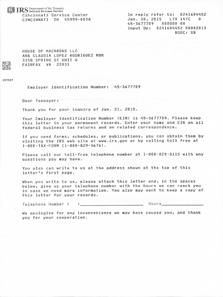 IRS Letter EIN | PDF
