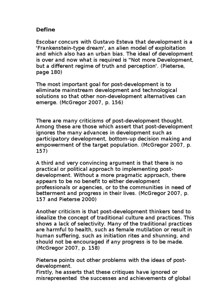 Critiques of Post Development | PDF | Empowerment | Economies