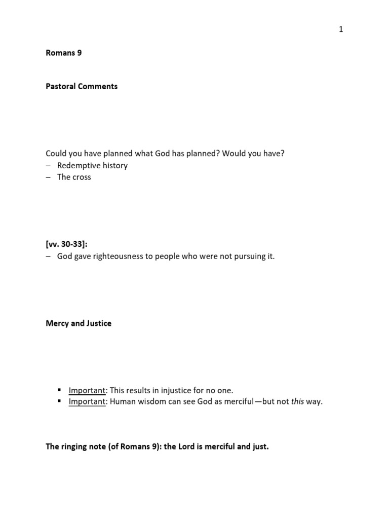 Romans 9: Mercy, Justice, and Hardening | PDF