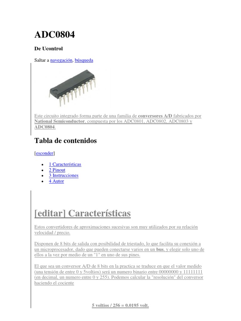 ADC0804 | PDF | Señal analoga | Circuito integrado