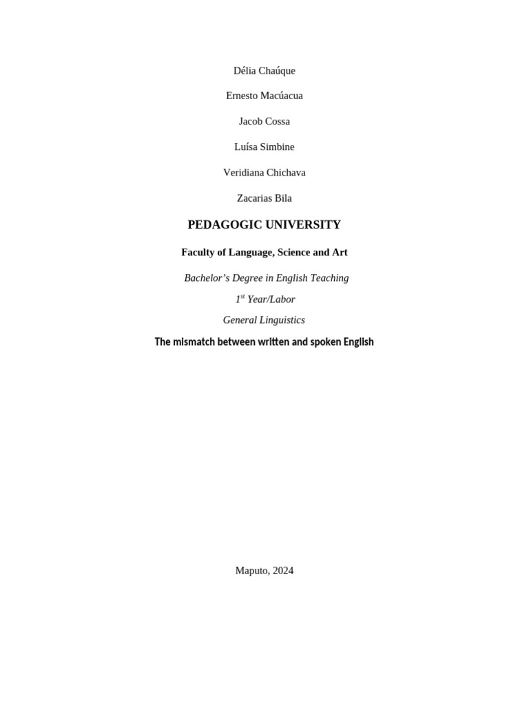 Universidade Pedagógica de Maputo | PDF | English Language | Greek Alphabet