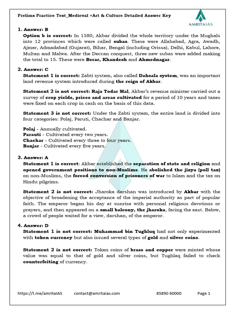 Medieval Art & Culture Answer Key | PDF | Mughal Empire | Vaishnavism