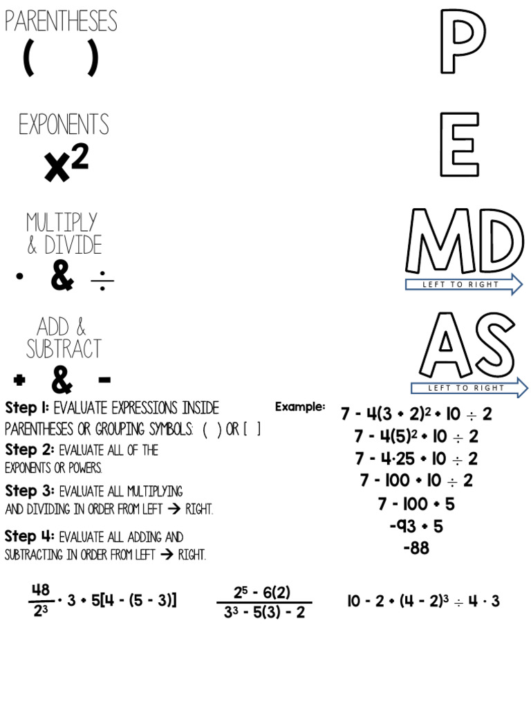 PEMDAS Foldable | PDF