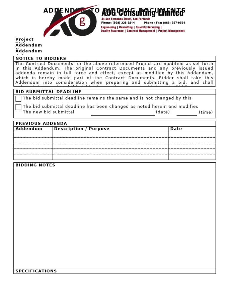 AOG Addendum-Template Master | PDF