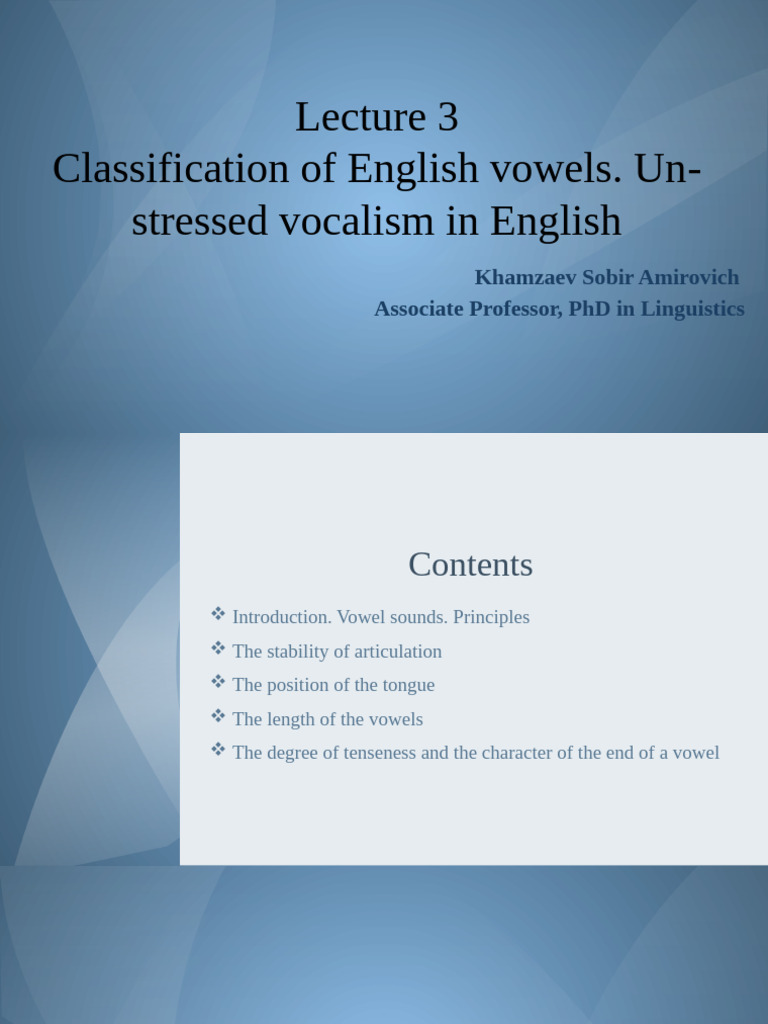 Lecture 3 Phonetics | PDF | Vowel | Syllable