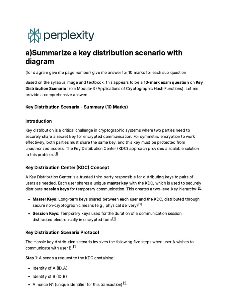 Key Distribution and Public Authority Techniques | PDF | Transport ...