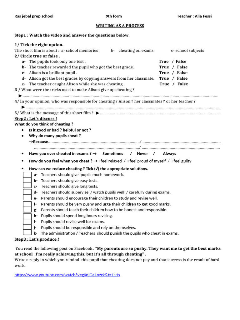 Writing As Process About Cheating | PDF