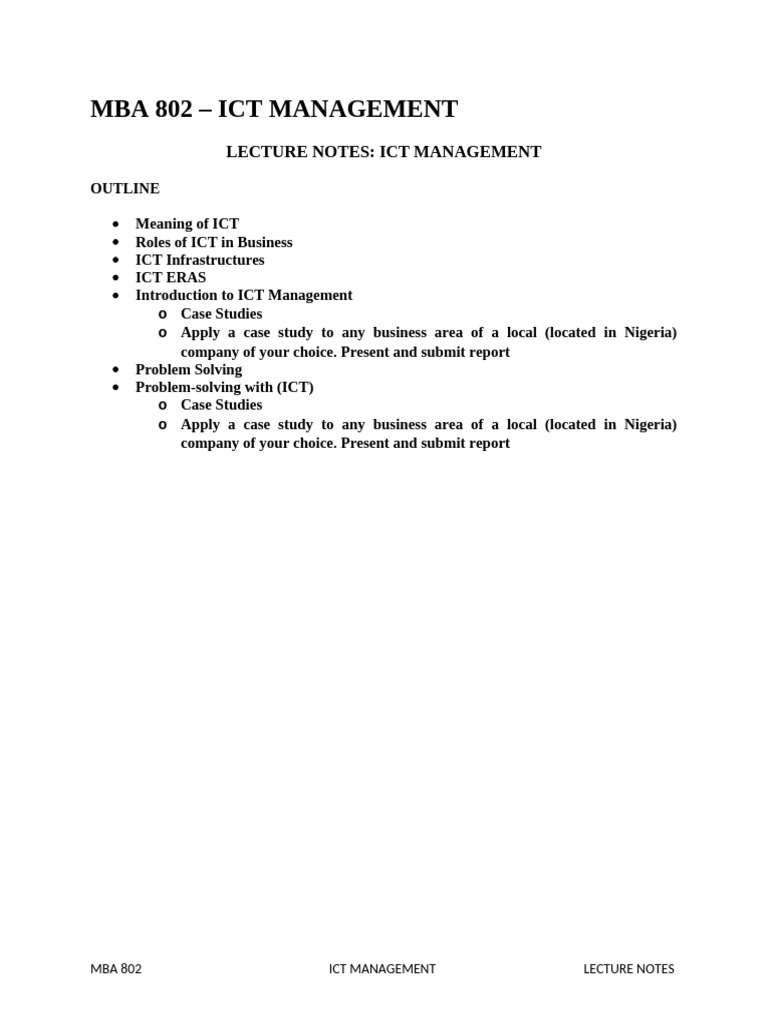 MBA 802 2024 Lecture Notes Updated Fresh | PDF | Computer Network ...