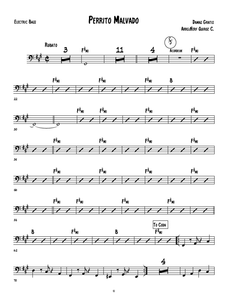 Perrito Malvado - Electric Bass F#M | PDF