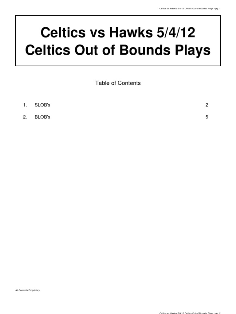 Celtics Vs Hawks Out Of Bounds Plays Pdf Boston Celtics Ball Games