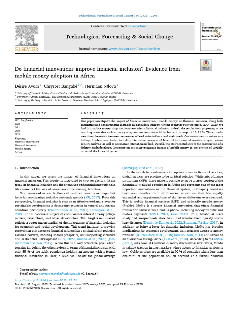 Do Financial Innovations Improve Financial Inclusion | PDF | Financial ...