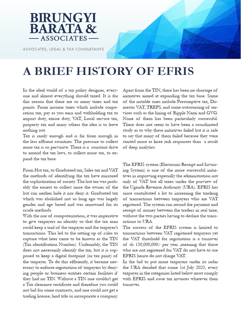 History and Impact of EFRIS in Uganda | PDF | Taxes | Value Added Tax