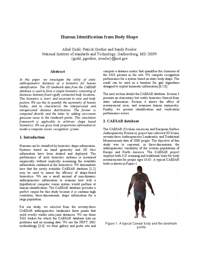 Human Identification From Body Shape | PDF | Anthropometry | Receiver ...