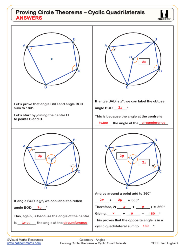 Proving Circle Theorems in Cyclic Quadrilaterals | PDF | Circle ...