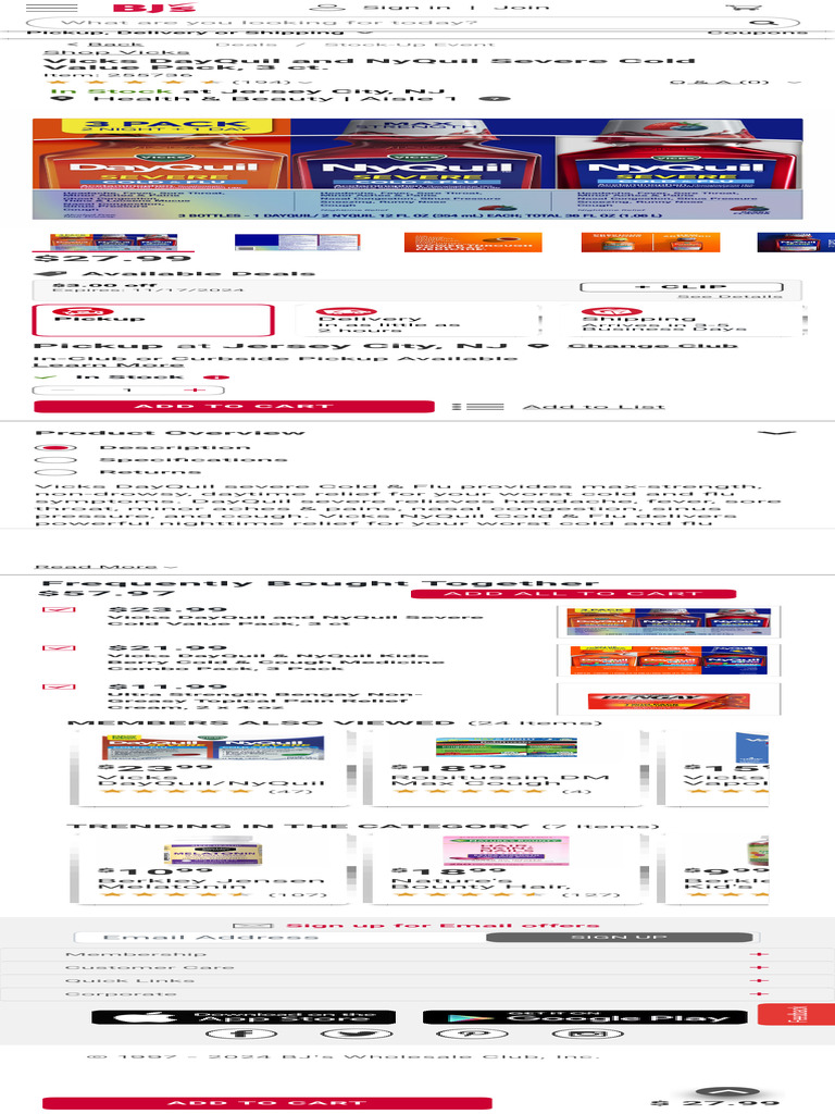 Vicks DayQuil & NyQuil Severe Value Pack, 3 Ct. BJ's Wholesale Club ...