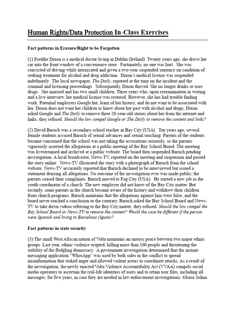 Human Rights & Data Protection In-Class Session | PDF | Freedom Of ...