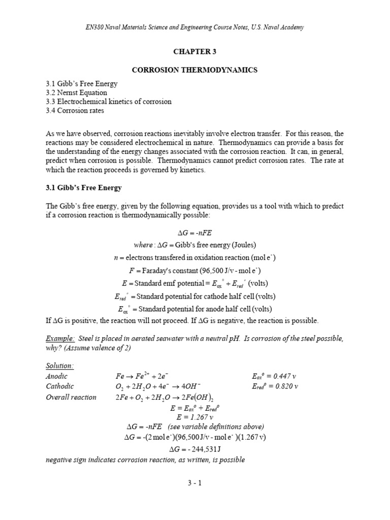 Ch03 - Corrosion - Thermodynamics - Reference Material | PDF | Electrochemistry | Corrosion