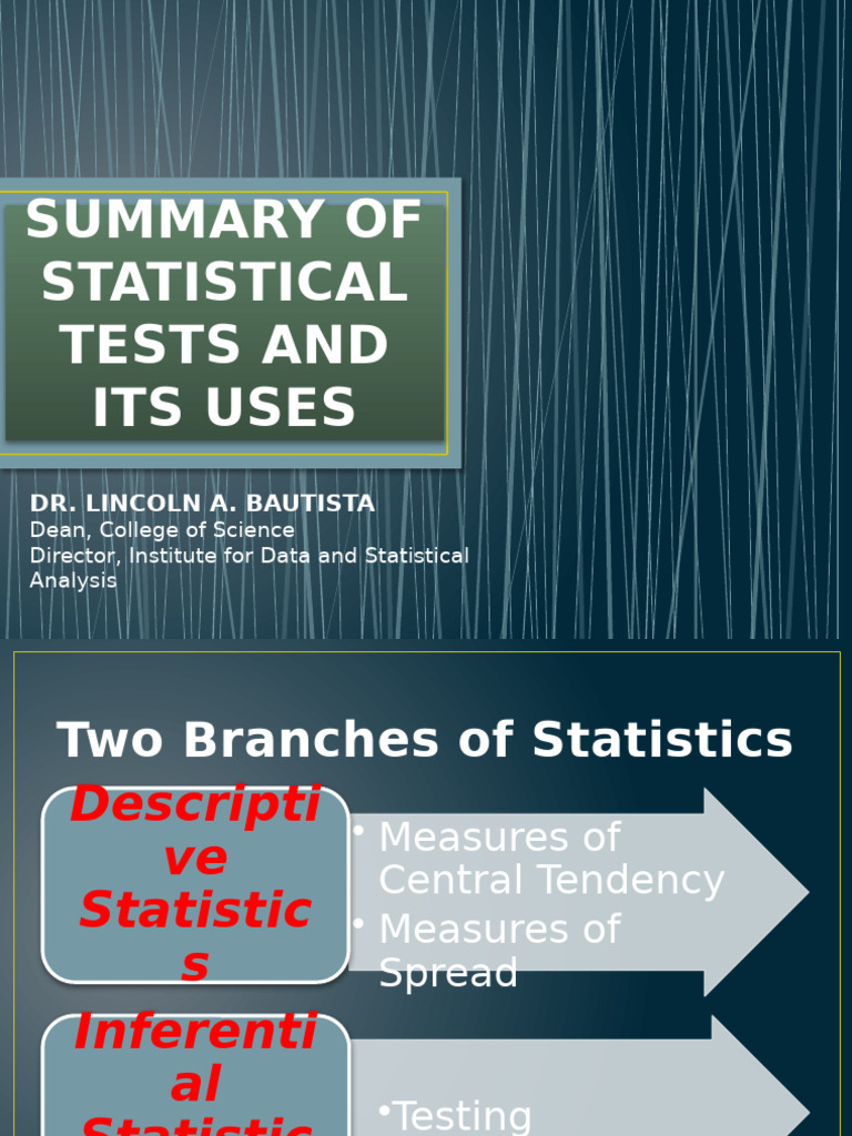 Statistical Tests Overview and Applications | PDF | Statistics | Level ...