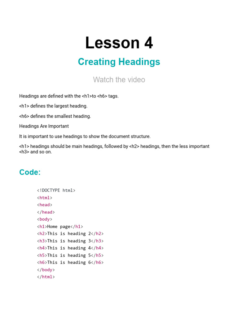4 - Creating Headings | PDF