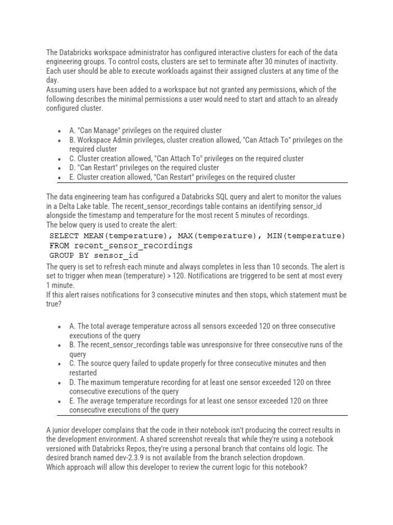 Databricks Cluster Permissions and Alerts Guide | PDF | Databases ...