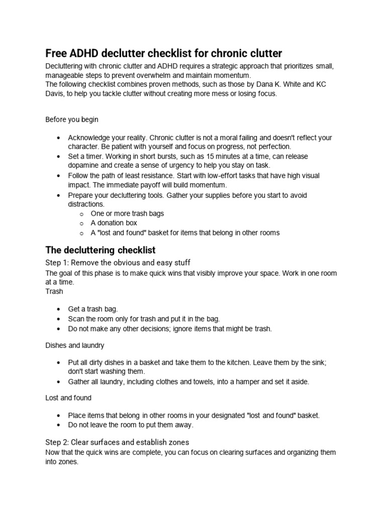 Free ADHD Declutter Checklist Guide | PDF