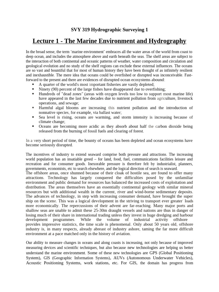 Lecture 1: The Marine Environment and Hydrography | PDF | Hydrography | Oceanography