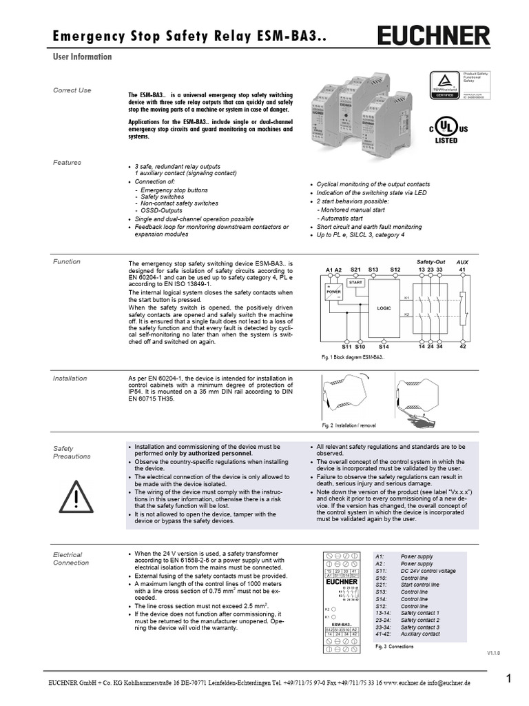 MAN Emergency Stop Safety Relay ESM BA3 en 08-02-16 2090073 | PDF ...