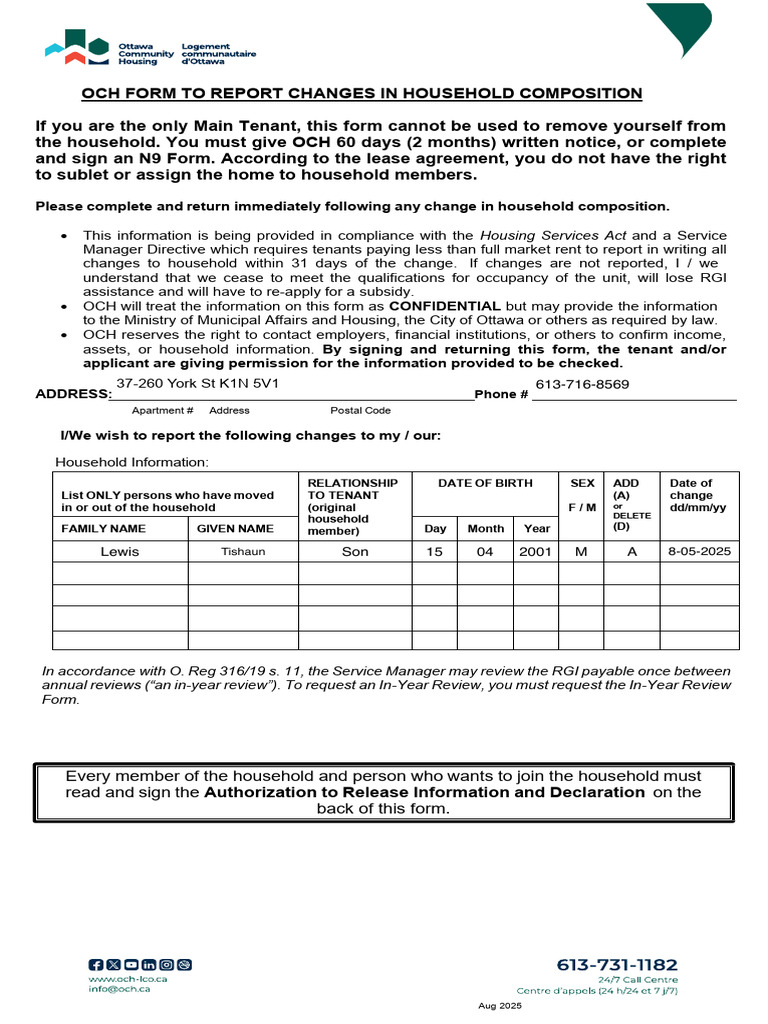Report Changes in Household Composition | PDF