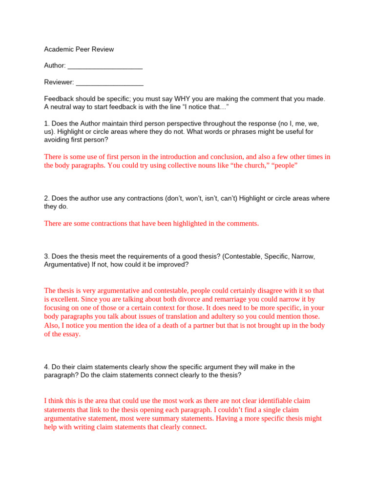 Academic Peer Review Sample Response | PDF | Essays