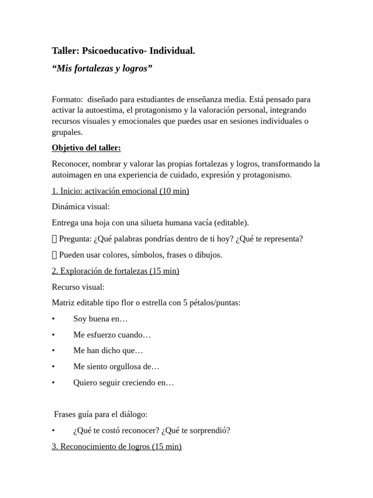 Taller Mis Fortalezas. | PDF