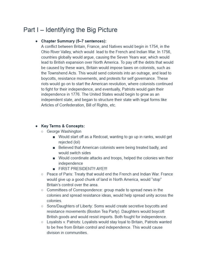 3 Unit Reading Assignment | PDF | Patriot (American Revolution ...