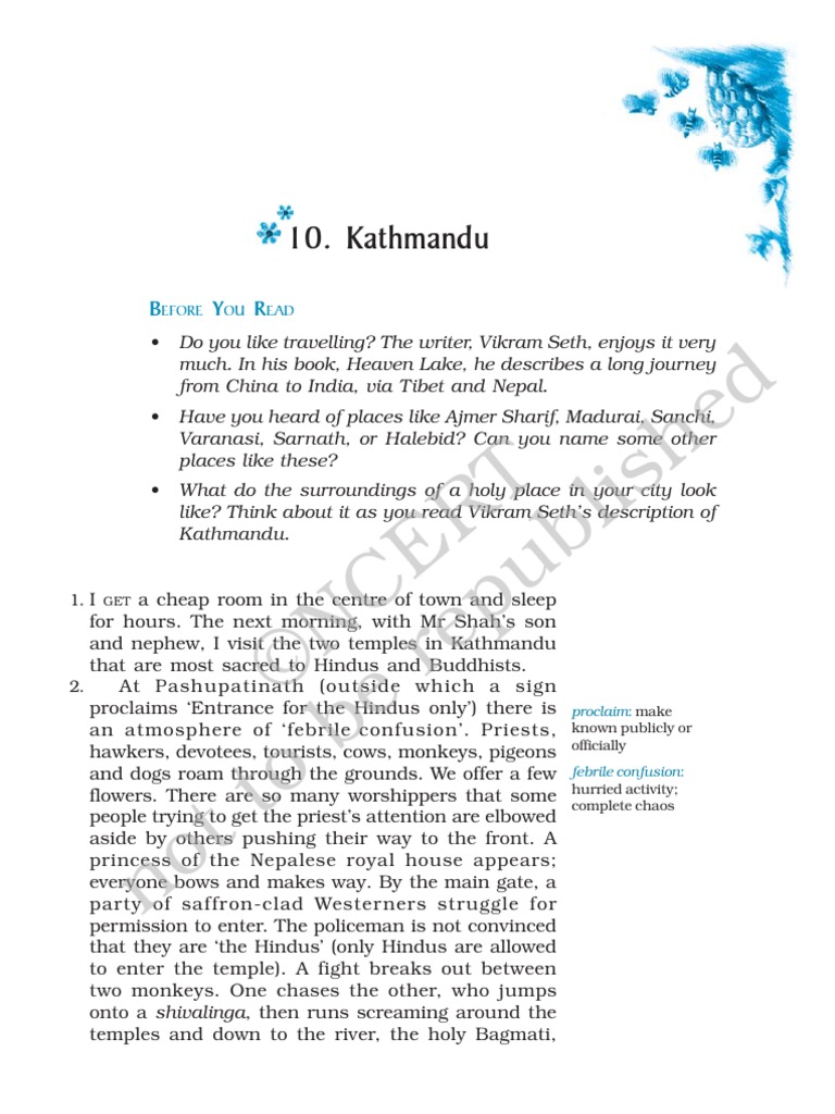 Class9 English1 Unit10 NCERT TextBook English Edition | PDF | Kathmandu
